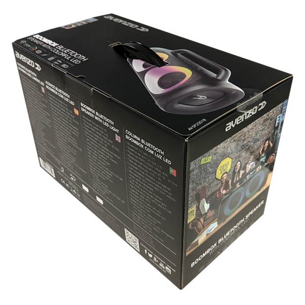 Avenzo Altavoz BT Boombox RGB 40W RMS 250W Pequeño muy portatil y muy ...